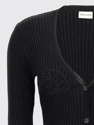 Magda Butrym Ribbed Cardigan With Lace Detail