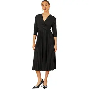 YUMI Jersey Knot Waist Midi Dress - Black