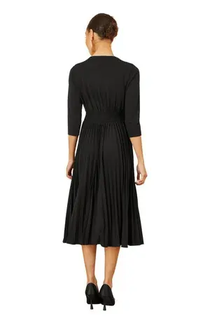 YUMI Jersey Knot Waist Midi Dress - Black