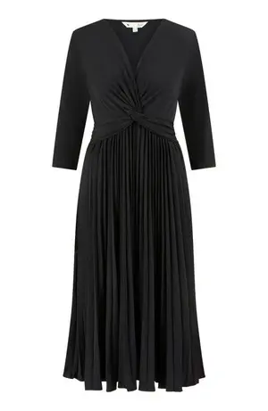 YUMI Jersey Knot Waist Midi Dress - Black