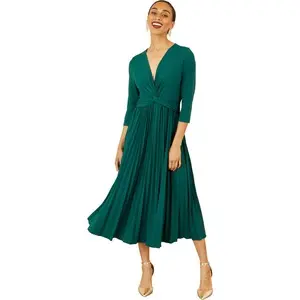 YUMI Jersey Knot Waist Midi Dress - Green