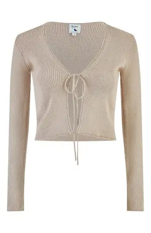 YUMI Metallic Rib Knit Bolero - Gold