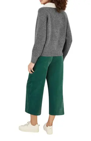 YUMI Cord Cropped Wide Leg Pants - Green