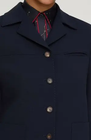 Lafayette 148 New York Patch Pocket Double Face Stretch Wool Jacket - Ink