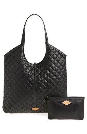 Mz Wallace Large Astor Quilted Nylon Tote - Black