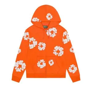 DENIM TEARS Cotton Wreath Zip Hoodie - Orange