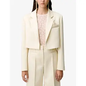 Claudie Pierlot Tailored Cropped Satin Jacket
