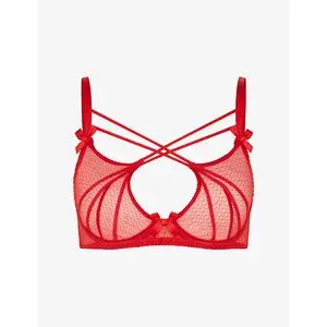 Agent Provocateur Nicki High-neck Underwi Tulle Bra - Red