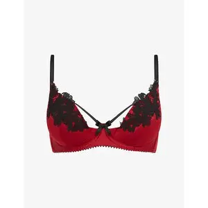 Agent Provocateur Penelopi Plunge Underwired Silk Bra - Red/black