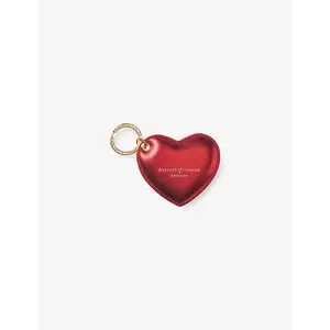ASPINAL OF LONDON Heart Logo-embossed Leather Keyring - Tinsel Red