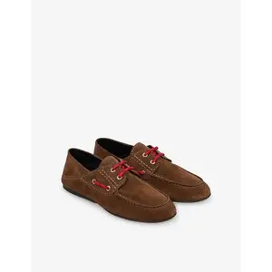 Sandro Lace-up Suede Boat Shoes - Brown