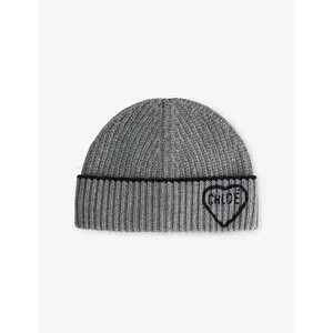 Chloé Heart Knitted Wool And Cashmere Blend Beanie - Divine Grey