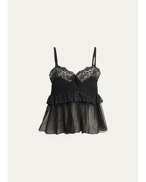 Chloé Organic Silk Crepe De Chine Blouson Top - Black