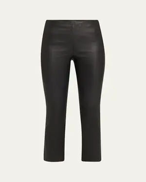 Vince Slim Cropped Leather Pants - Black