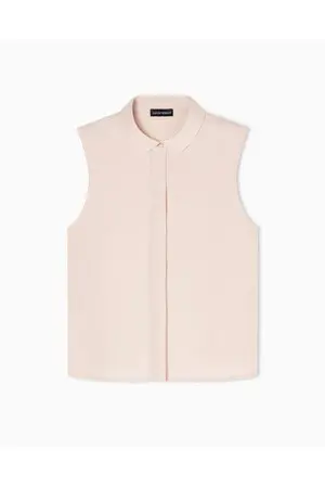 Emporio Armani Sleeveless Technical Gabardine Shirt - Pink