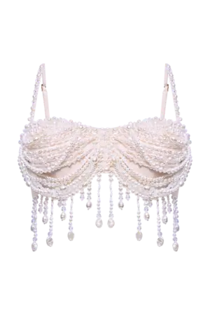 PatBO Pearl Dust Embroidery Bra Top