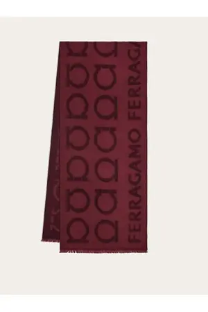 FERRAGAMO Gancini Jacquard Scarf - Red