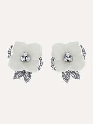 Oscar De La Renta Pearl Blossom Clip-on Earrings - Crystal