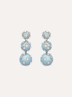 Oscar De La Renta Enamel Cabochon Drop Clip-on Earrings - Blue