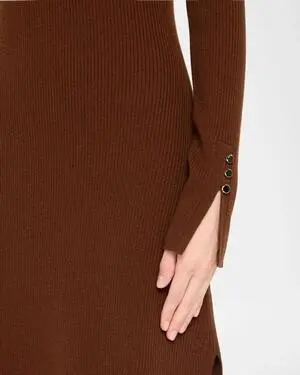 A.L.C. Jett Merino Turtleneck Midi Dress - Brunette