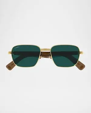 CARTIER Rectangle Metal Sunglasses - Smooth Golden Finish
