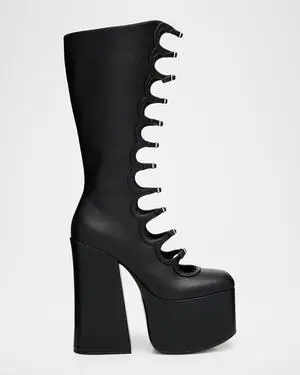 Marc Jacobs The Kiki Leather Multi-buckle Platform Knee-high Boots - Black