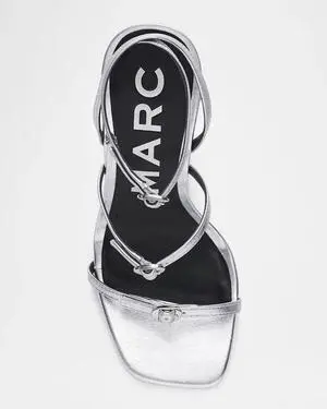 Marc Jacobs Metallic Leather Daisy Sandals - Silver