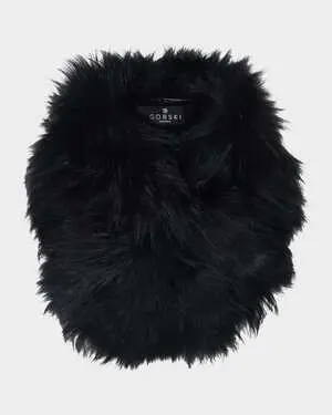 Gorski Select Lamb Shearling Pull-through Scarf - Black