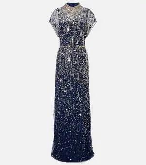 Jenny Packham Sylvie Embellished Gown - Blue
