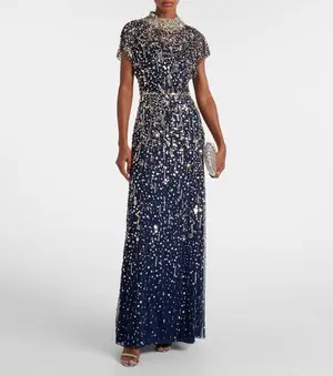 Jenny Packham Sylvie Embellished Gown - Blue