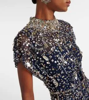 Jenny Packham Sylvie Embellished Gown - Blue