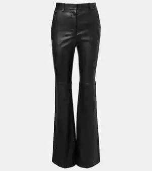 JOSEPH Tafira Mid-rise Flared Leather Pants - Black