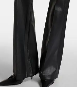 JOSEPH Tafira Mid-rise Flared Leather Pants - Black