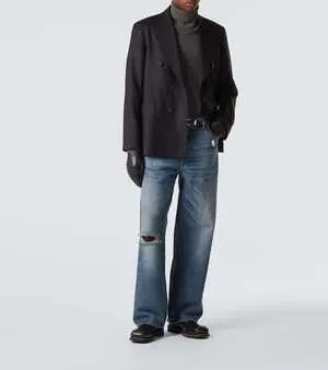 Our Legacy Vast Cut High-rise Wide-leg Jeans In Road Worn Rope Twill - Blue
