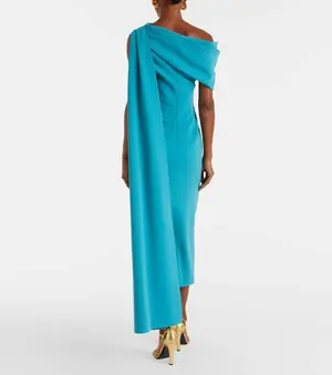 ROKSANDA Maite Caped Crepe Midi Dress - Blue