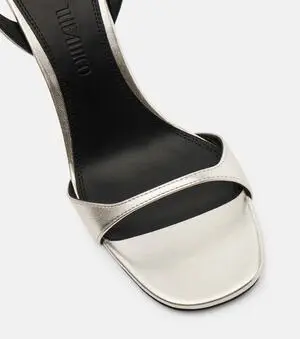 Attico Metallic Leather Slingback Sandals - Silver