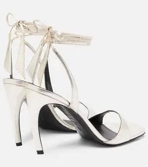 Attico Metallic Leather Slingback Sandals - Silver