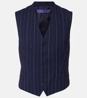 Ralph Lauren Striped Wool Vest - Blue