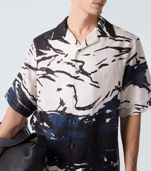Commas Printed Linen Bowling Shirt - Multicoloured
