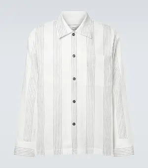 Commas Textured Striped Cotton Overshirt - White