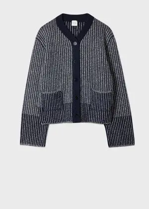 Paul Smith Wool-blend Ribbed Knit Cardigan