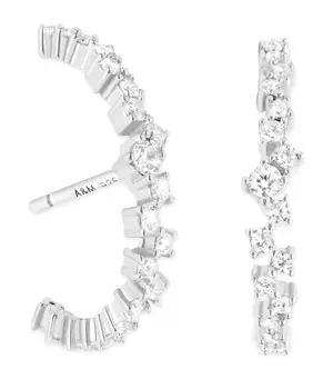 ASTRID & MIYU Rhodium-plated Crystal Orbit Dome Stud Earrings - Silver