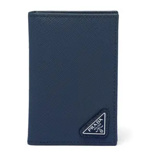 Prada Saffiano Leather Bi-fold Card Holder Blue