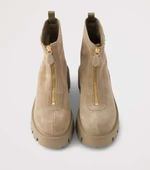 Prada Suede Triangle Ankle Boots