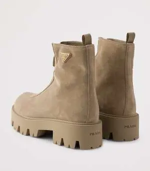 Prada Suede Triangle Ankle Boots