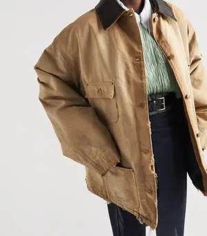 Prada Cotton Canvas Distressed Jacket - Neutral