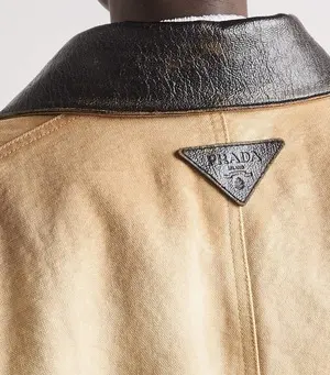 Prada Cotton Canvas Distressed Jacket - Neutral