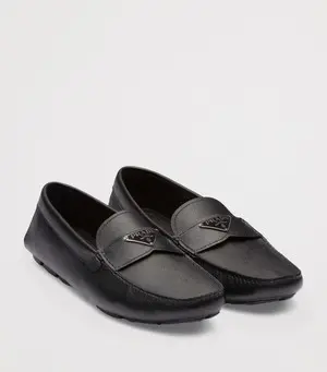 Prada Saffiano Leather Driving Loafers - Black
