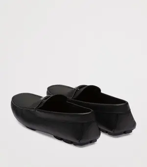 Prada Saffiano Leather Driving Loafers - Black