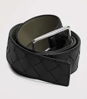 Bottega Veneta Leather Intrecciato Reverso Belt